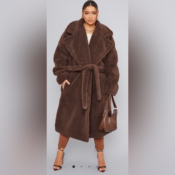 PrettyLittleThing | Jackets & Coats | Bnwt Chocolate Teddy Coat | Poshmark